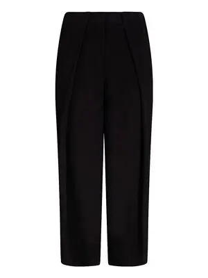 Balmain Cropped Crepe Tapered Pants - Black