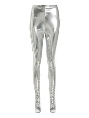 Balmain Metallic Vinyl Stirrup Leggings - Silver