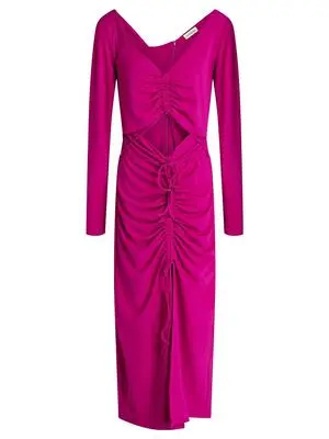 NICHOLAS Ruched Cutout Midi Dress - Magenta