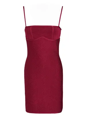 Herve Leger Ribbed Bandage Mini Dress - Plum