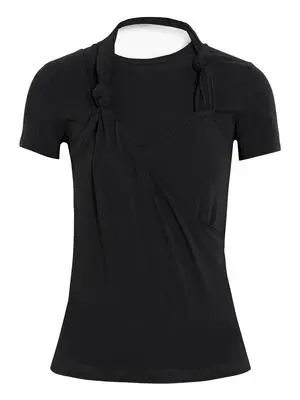 Helmut Lang Knotted Stretch-cotton Jersey Top - Black