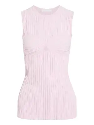 Helmut Lang Cutout Ribbed Jersey Top - Baby Pink