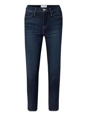 FRAME Le High Cropped Skinny Jeans - Dark Denim