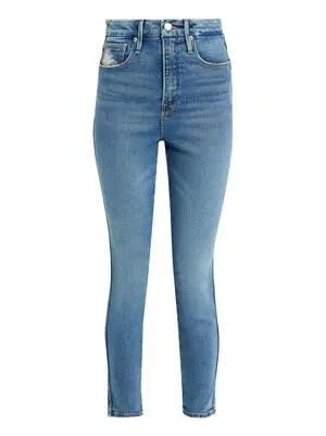 Good American Good Curve Distressed Skinny Jeans - Mid Denim