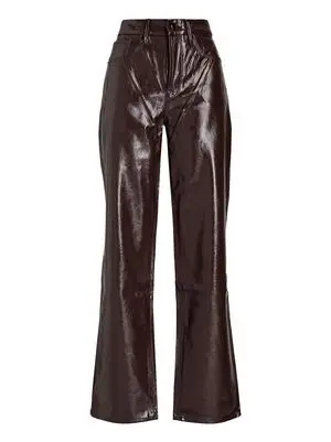 Good American Crinkled Coated Straight-leg Trousers - Chocolate