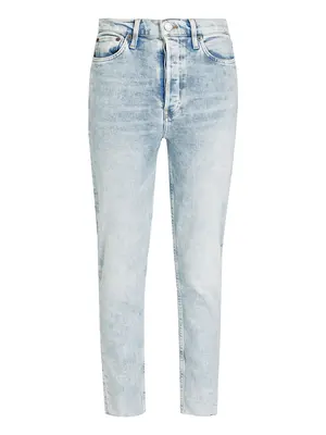 RE/DONE 90s Cropped High-rise Slim-leg Jeans - Light Denim