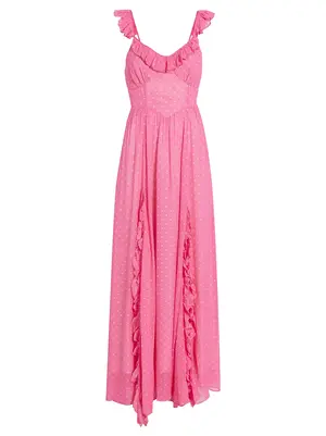 LoveShackFancy Junia Polkadot Chiffon Maxi Dress - Pink