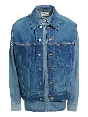 AMBUSH Frayed Layered Denim Jacket - Mid Denim