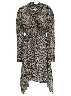 MARANT ETOILE Pamela Floral-print Wrap Dress - Black