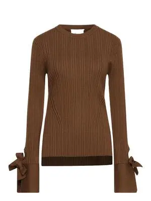 3.1 Phillip Lim Tie-detailed Ribbed Wool-blend Sweater - Army Green