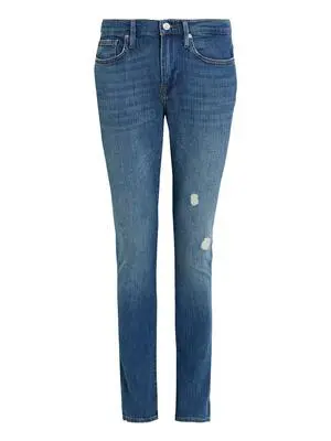 FRAME L'homme Skinny Fit Distressed Jeans - Mid Denim