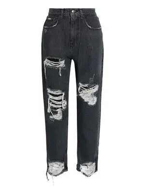 Retrofete Maggie Distressed High-rise Straight-leg Jeans - Black