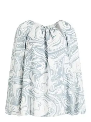 Simkhai Tia Gathered Printed Crepe Blouse - Gray