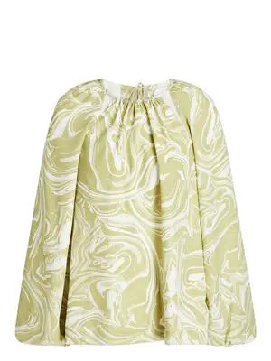 Simkhai Tia Gathered Printed Crepe Blouse - Light Green
