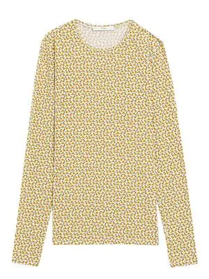 Tibi Floral-print Stretch-jersey Top - Mustard