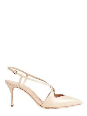 SERGIO ROSSI Cutout Leather Slingback Pumps - Cream