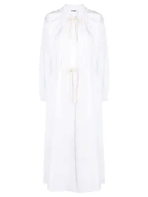 JIL SANDER Cotton Shirtdress With Drawstring - White