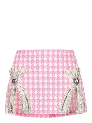 AREA Crystal-embellished Houndstooth Miniskirt - Pink
