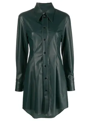 MAISON MARGIELA Faux-leather Shirt Dress - Green