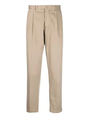 DELL'OGLIO Pleat-detail Tapered-leg Chinos - Neutrals