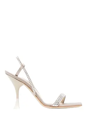 3JUIN 3Juin Crystal-Embellished Leather Sandals Neutrals
