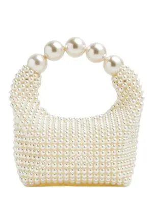 VANINA Beaded Top-handle Bag - White