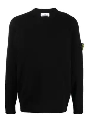 Stone Island Logo-patch Crew Neck Jumper - Black