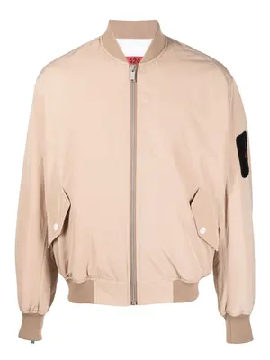 424 Logo-patch Quilted Bomber Jacket - Neutrals