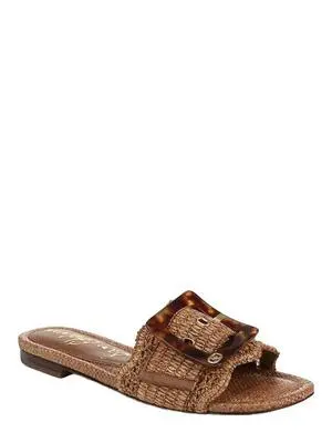 Sam Edelman Bambi Raffia Buckle Slide Sandal - Cuoio