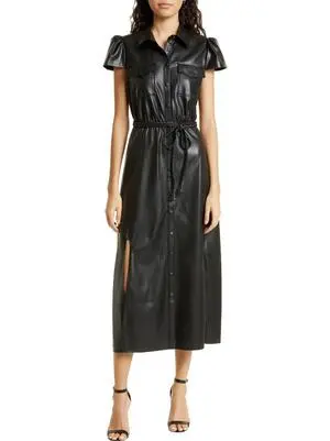 ALICE + OLIVIA Miranda Faux Leather Shirt Dress