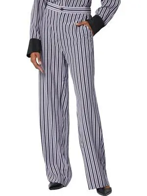 Equipment Aeslin Stripe Silk Trousers - Languid Lavender And True Black