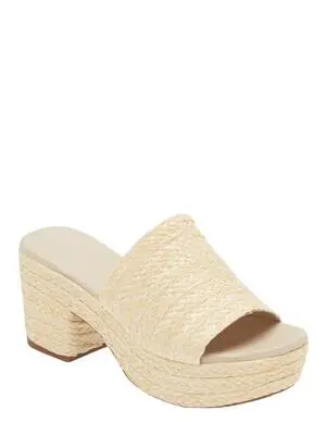 CHOCOLAT BLU Raffia Platform Slide Sandal - Cream Raffia