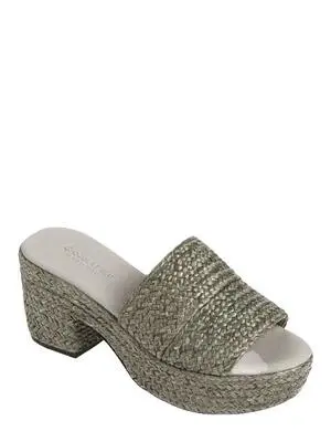 CHOCOLAT BLU Chocolat Blu Raffia Platform Slide Sandal Dark Grey Raffia