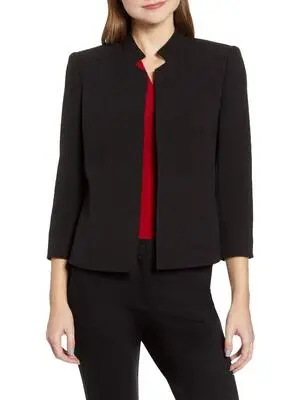 Anne Klein Crepe Open Front Jacket - Anne Blk