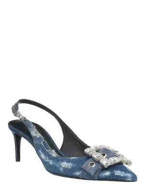 Dolce & Gabbana Devotion Crystal Buckle Slingback Pump - Cobalto Scuro