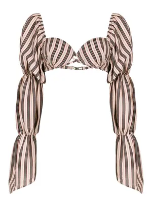 AMIR SLAMA Stripe-print Cropped Blouse - Multicolour