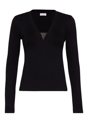 Brunello Cucinelli Monili-embellished T-shirt - Black