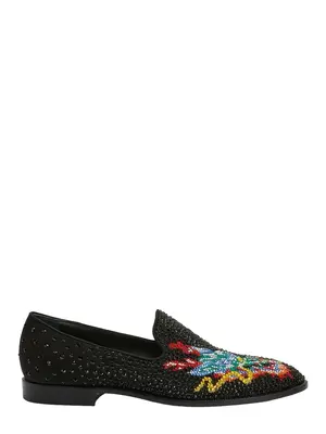 GIUSEPPE ZANOTTI Dragon Crystal Rhinestone-embellished Loafers - Black