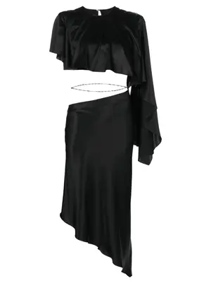 Matériel Asymmetric Silk Dress - Black