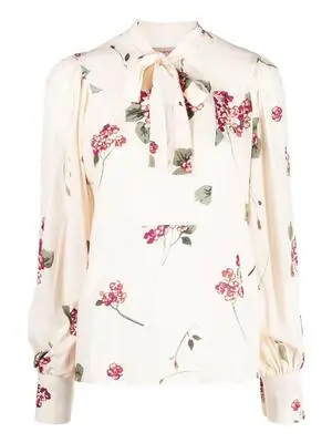 TWINSET Floral-print Pussy-bow Blouse - Neutrals