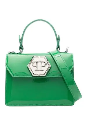 Philipp Plein Logo-plaque Patent-leather Handbag - Green