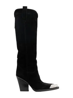 Paris Texas 100mm Suede Knee-length Boots - Black
