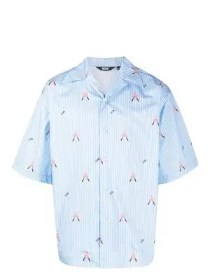 Gcds Print Short-sleeved Shirt - Blue