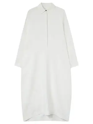 JIL SANDER Linen Long-sleeve Shirt Dress - White