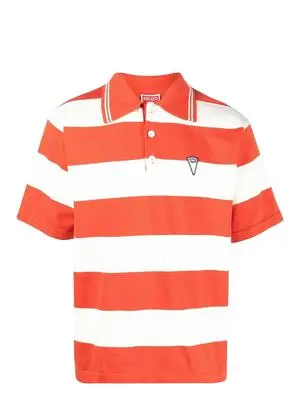 Kenzo Logo-print Striped Polo Shirt - Orange