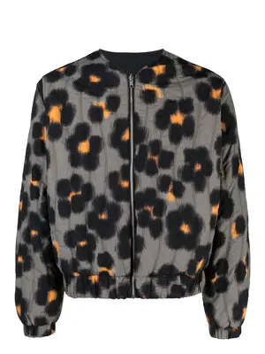 Kenzo Hana Leopard Reversible Bomber Jacket - Grey