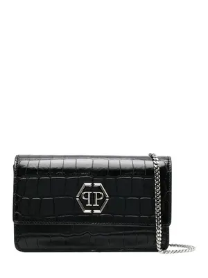 Philipp Plein Crocodile-embossed Clutch - Black