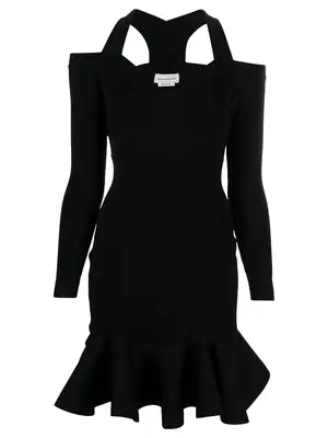 Alexander McQueen V-neck Mini Dress - Black