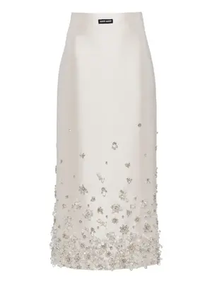 Miu Miu Floral-embellished Midi Skirt - White