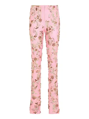 Dolce & Gabbana Embellished Leather Trousers - Pink